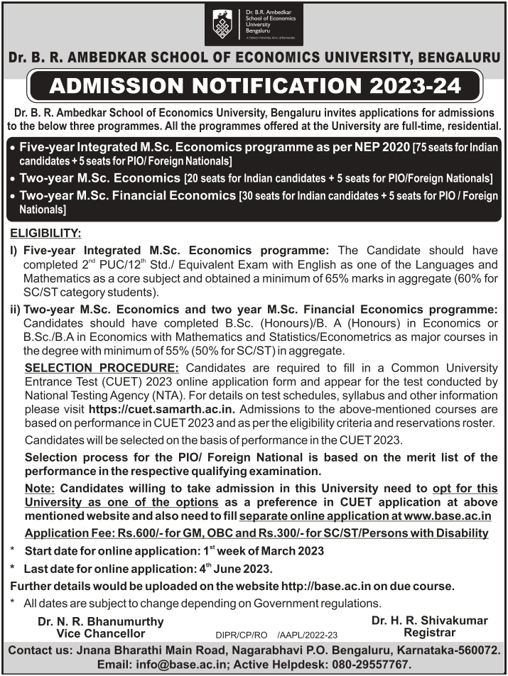 Admission Procedure Dr B R Ambedkar School Of Economics University